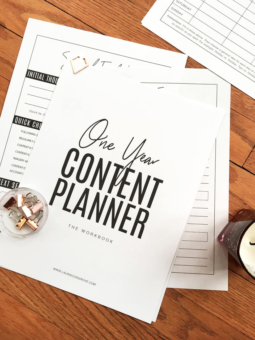 One Year Content Planner - Printable PDF Workbook for Blog & Social ...