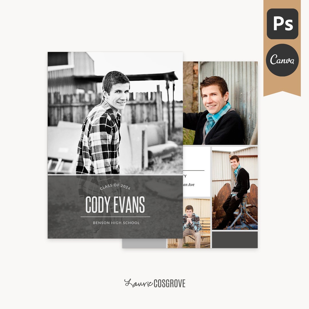 2024 Guys Graduation Template Senior Card Announcement Charming Card A ...