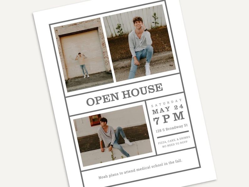 Modern Graduation Card for Senior Guys, Clean Template Design With ...