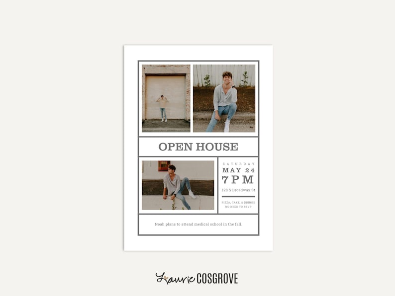 Modern Graduation Card for Senior Guys, Clean Template Design With ...