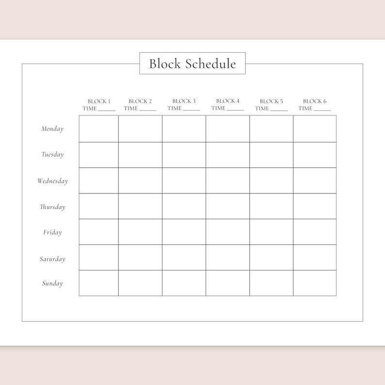 Printable Block Schedule Template