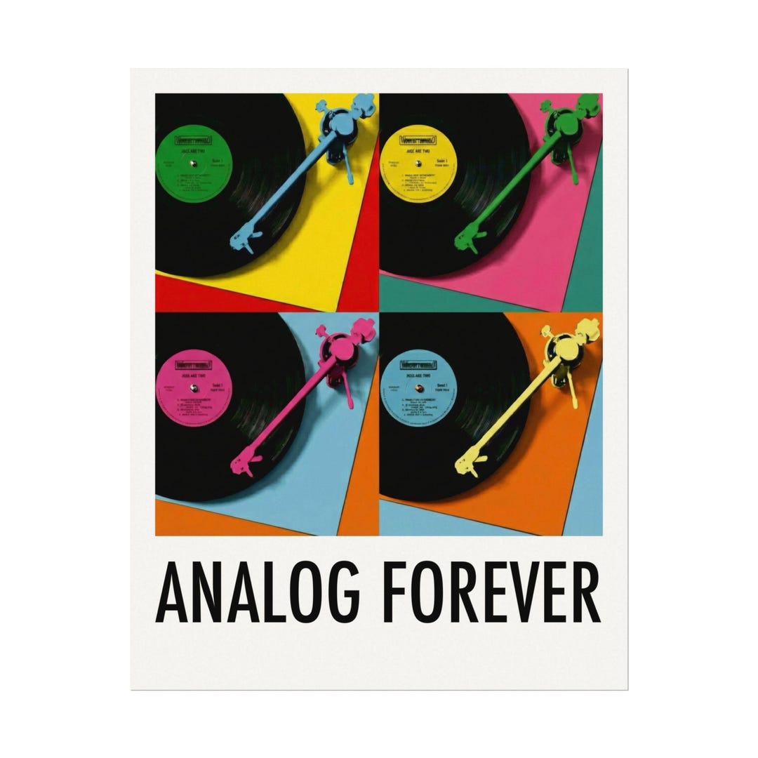 ANALOG FOREVER With Text | Pop Art Vinyl Records Turntable Art Print on ...