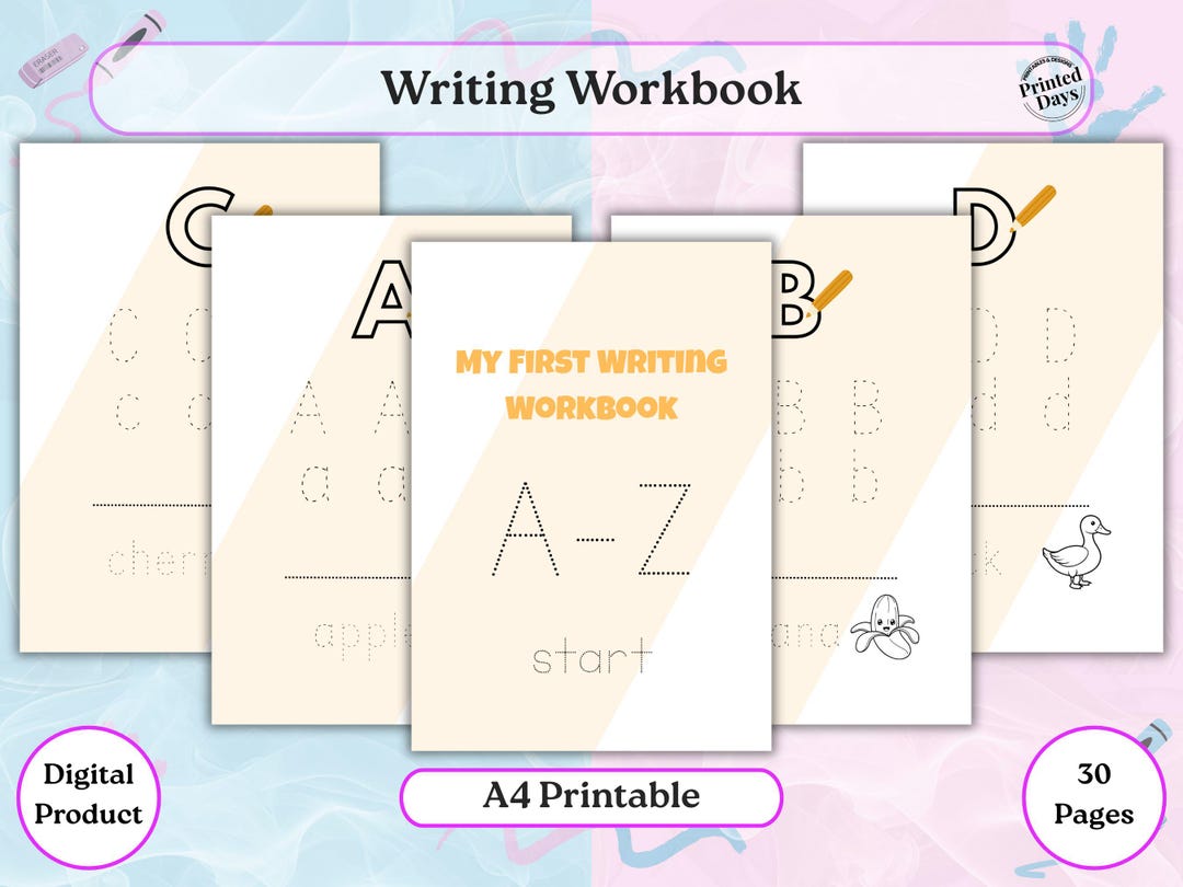 Printable ABC Alphabet Writing Workbook | 30 A4 Pages | Uppercase ...