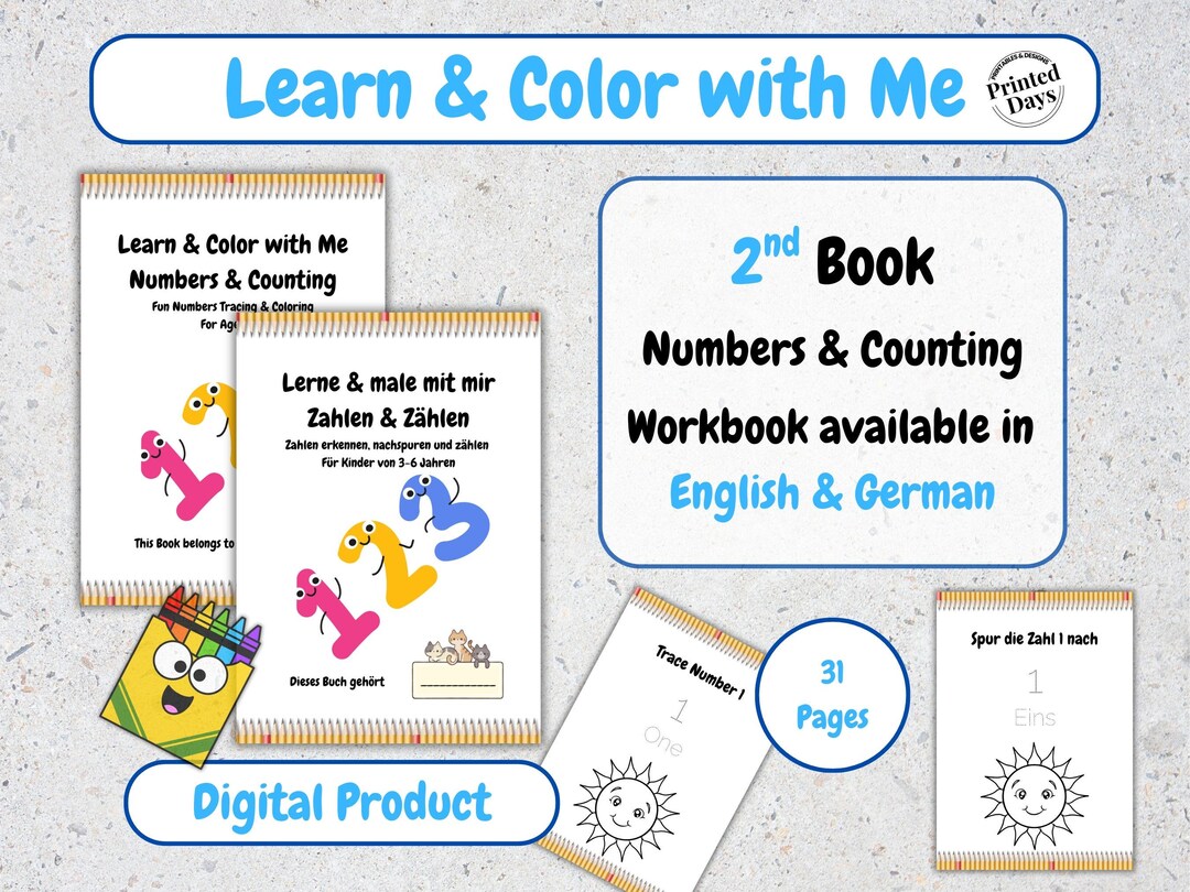 Kindergarten Math Numbers & Counting A4 Workbook | Learn and Color With ...