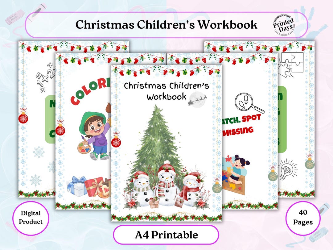 Printable Christmas Workbook | Holiday Puzzles, Counting, Writing ...