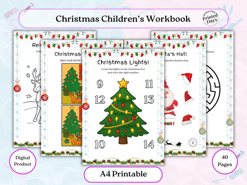 Printable Christmas Workbook | Holiday Puzzles, Counting, Writing ...