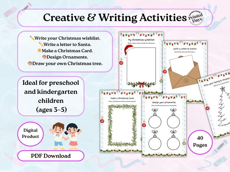 Printable Christmas Workbook | Holiday Puzzles, Counting, Writing ...