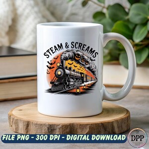 Steam & Screams Halloween Train PNG | Retro Pumpkin Smoke Sunset Poster ...