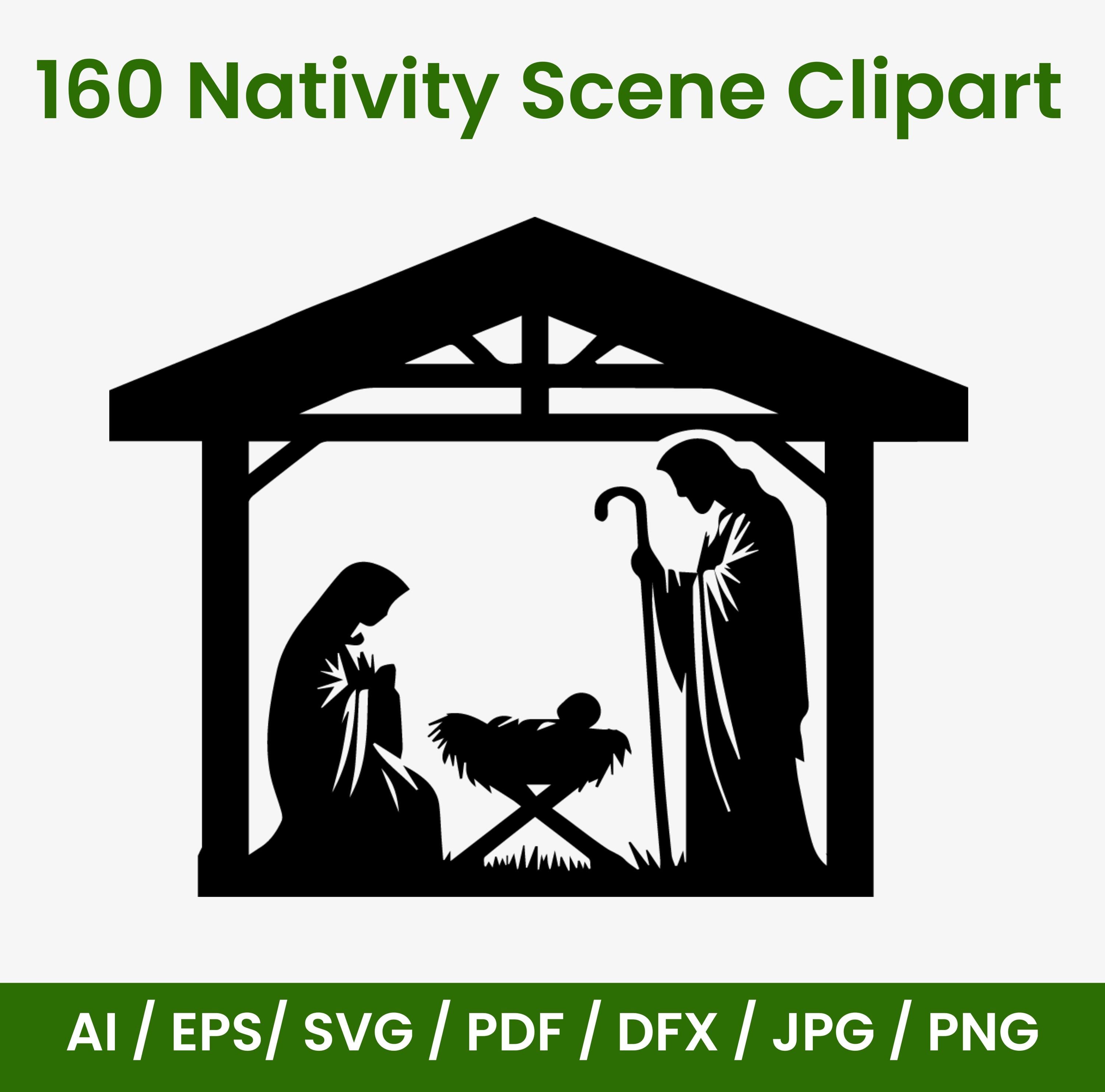 Krippe SVG Clipart Bundle: Weihnachten Silhouette (digitaler Download ...