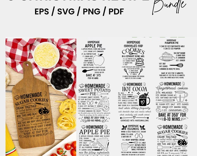 Recipe SVG PNG Bundle: Kitchen SVG, Gingerbread Cookie Svg, Hot Cocoa ...