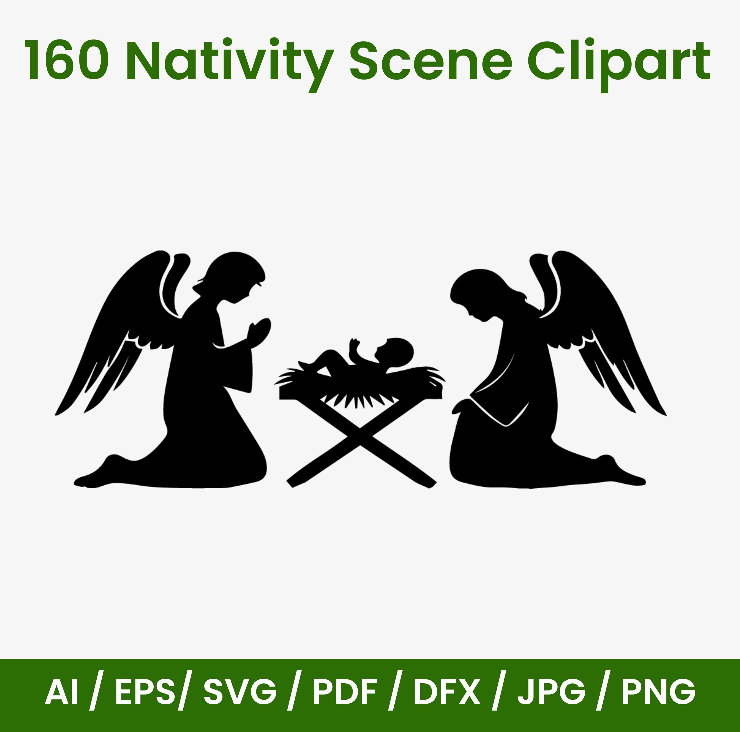 Krippe SVG Clipart Bundle: Weihnachten Silhouette (digitaler Download ...