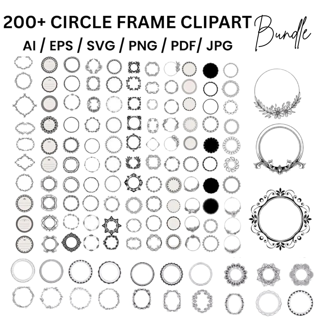 Circle Frame Clipart Bundle | 200+ Designs (svg, Png, Eps, Ai, Pdf) - Etsy