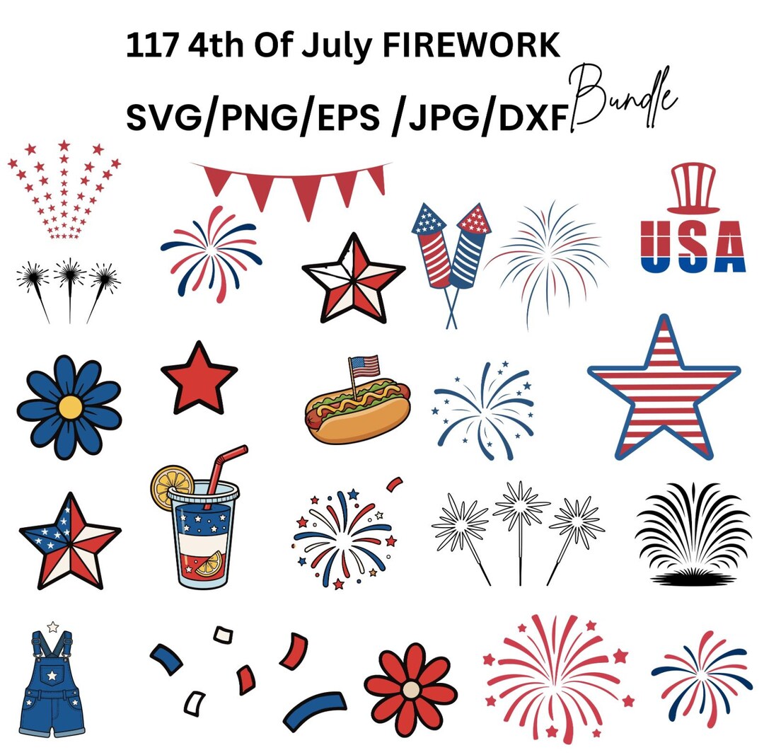 4th of July Svg Bundle Fireworks Svg & Png 4th of July Firework More ...