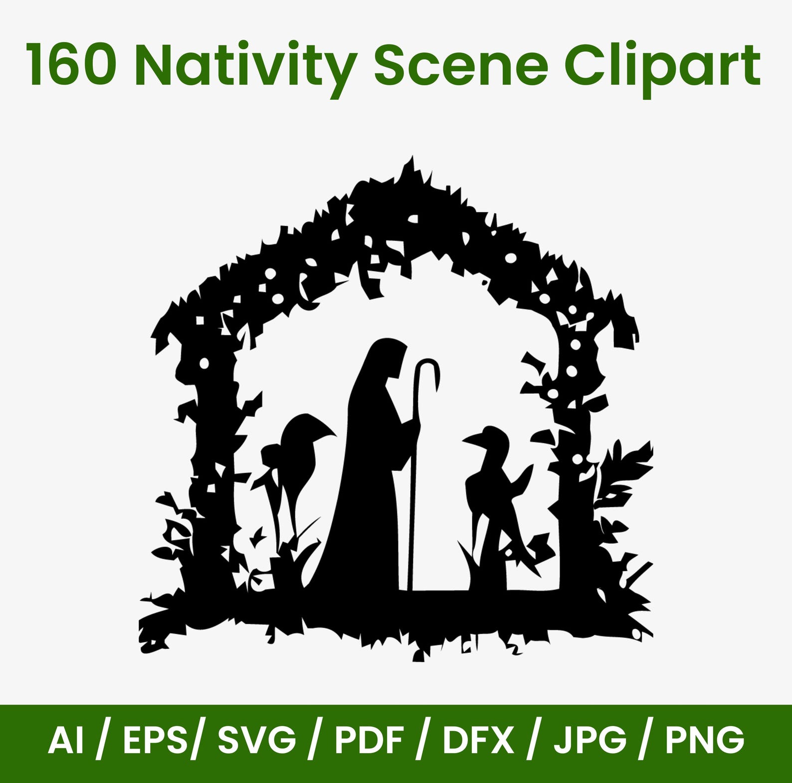 Krippe SVG Clipart Bundle: Weihnachten Silhouette (digitaler Download ...