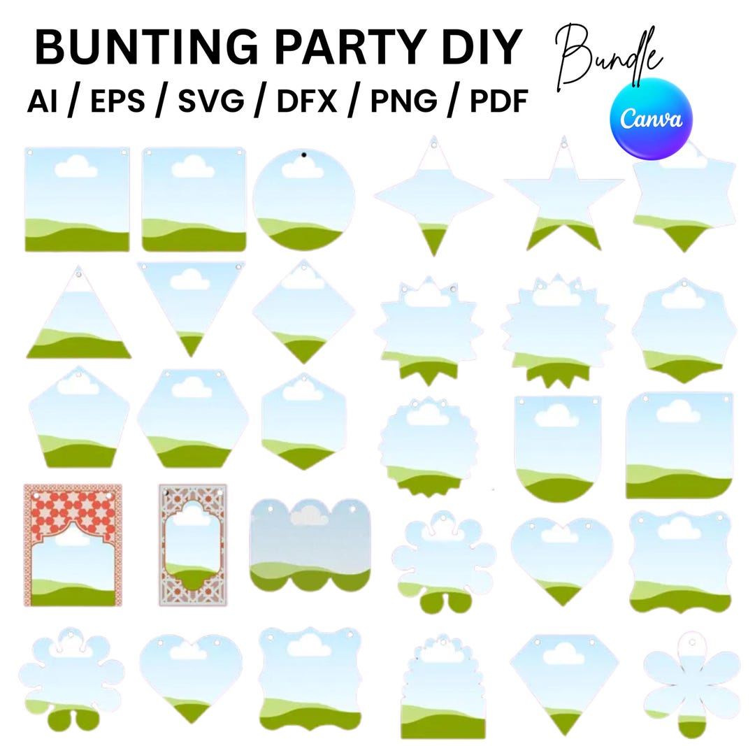 Editable Bunting Banner Canva Frames, Party Garland (digital Download ...