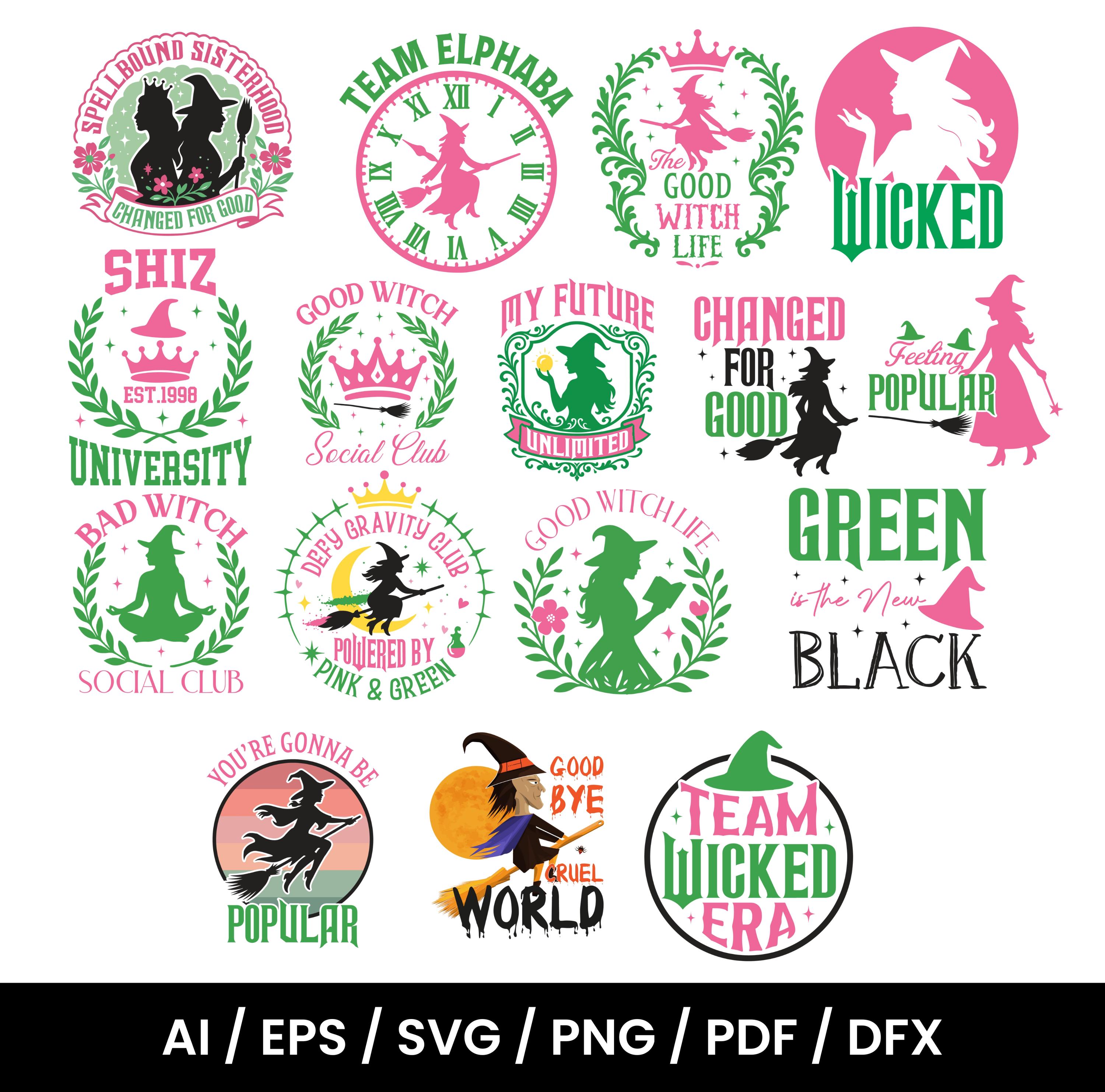 Wicked Movie SVG Mega Bundle, Witchy Halloween Designs (digital ...