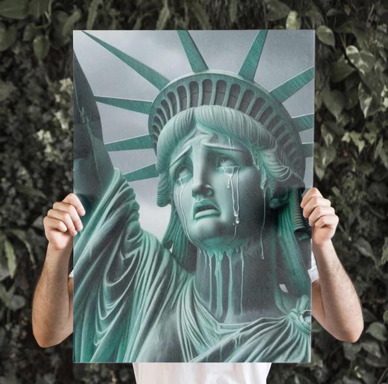 Crying Statue of Liberty Poster: Abstract Protest Art (digital Download ...