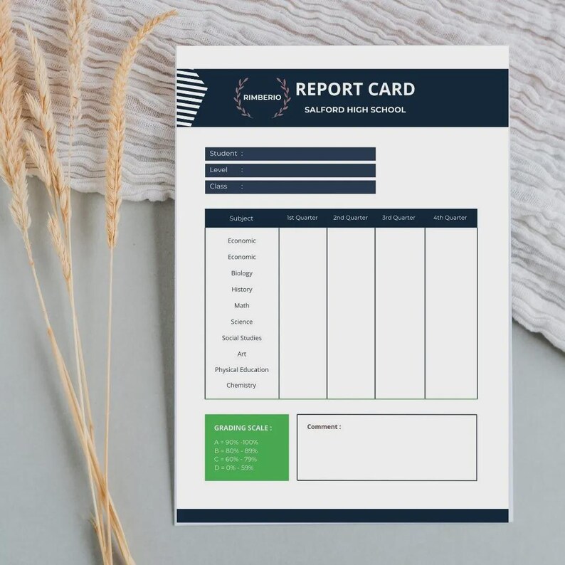 Editable Homeschool Report Card Template Canva Design (printable PDF ...