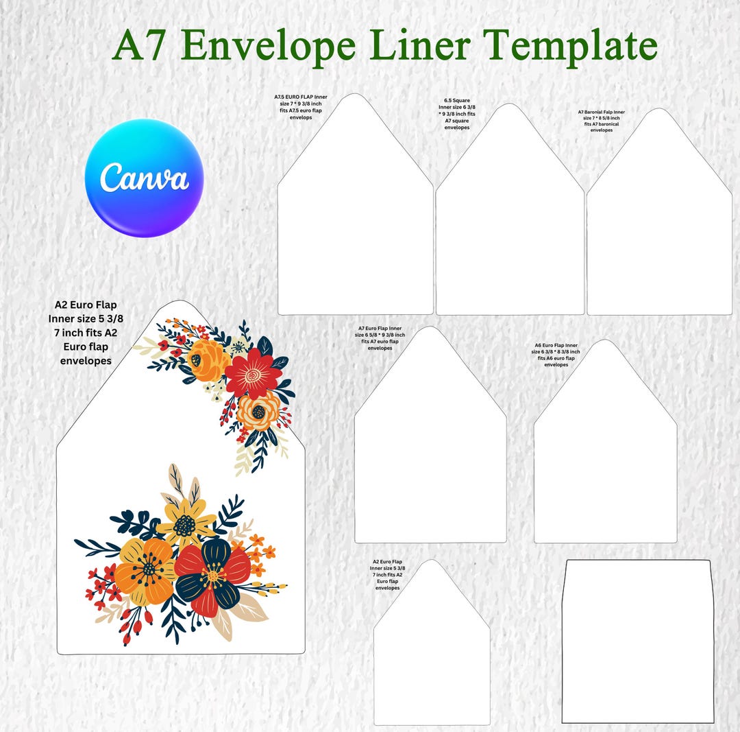 Customizable Envelope Liner Template: DIY Printable Canva Design (8 ...