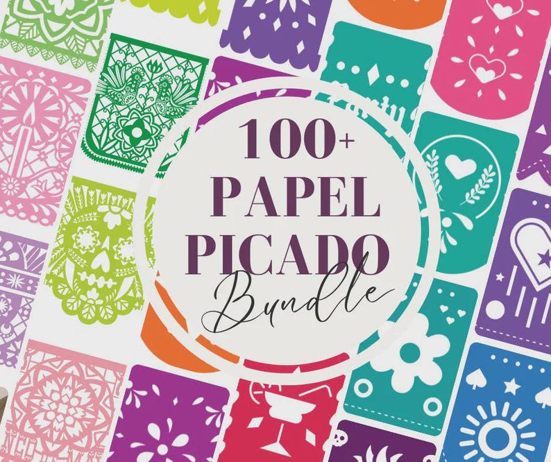 Papel Picado SVG Clipart Bundle: Mexican Fiesta Banner (digital ...