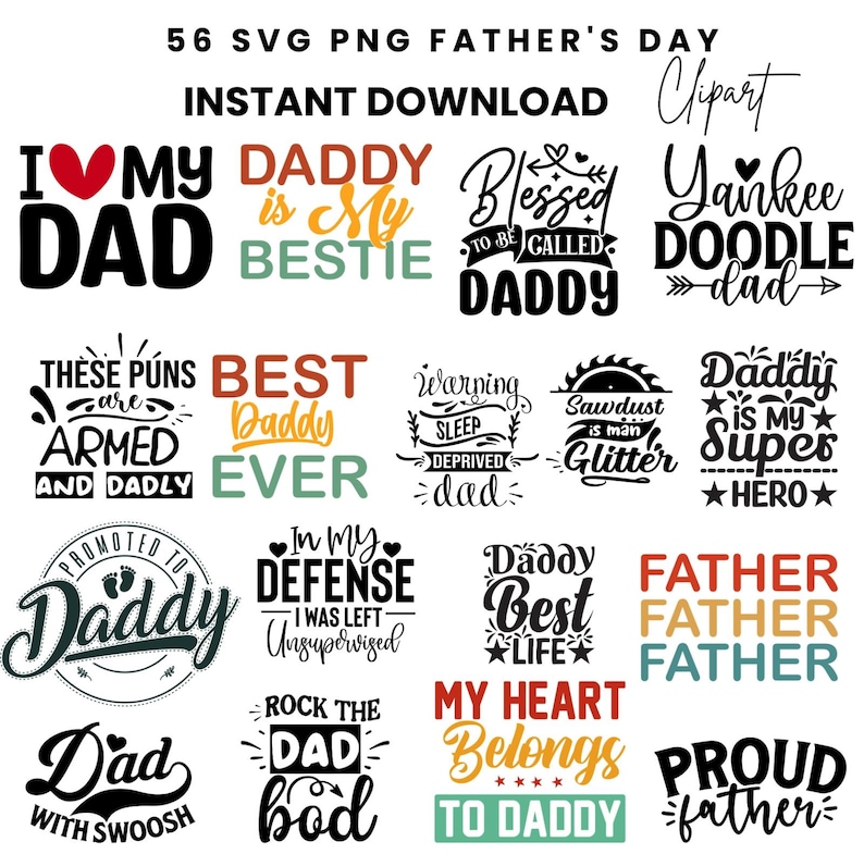 Father's Day SVG Design Bundle: Dad Quotes, Family Sayings (digital ...