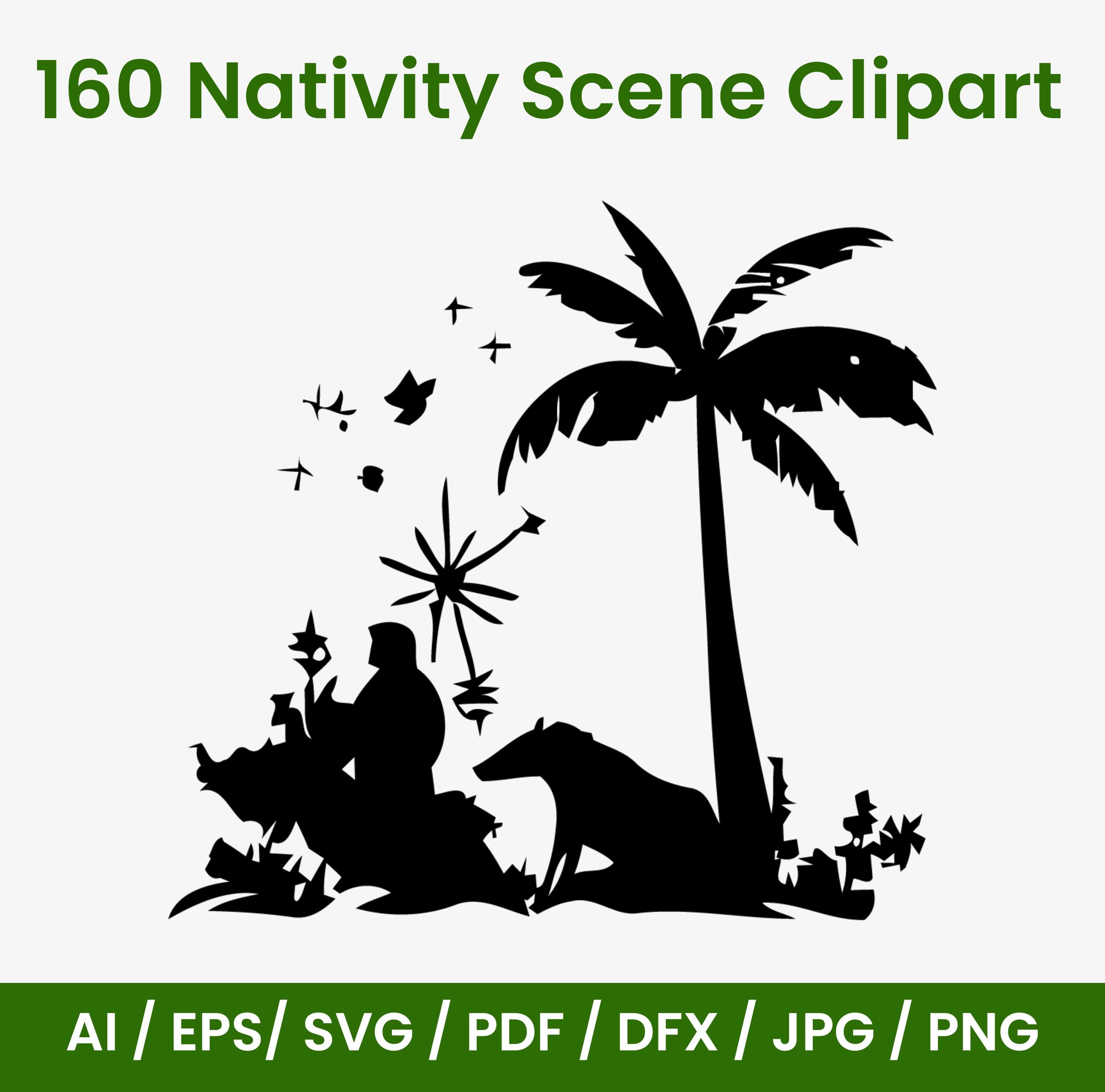Krippe SVG Clipart Bundle: Weihnachten Silhouette (digitaler Download ...