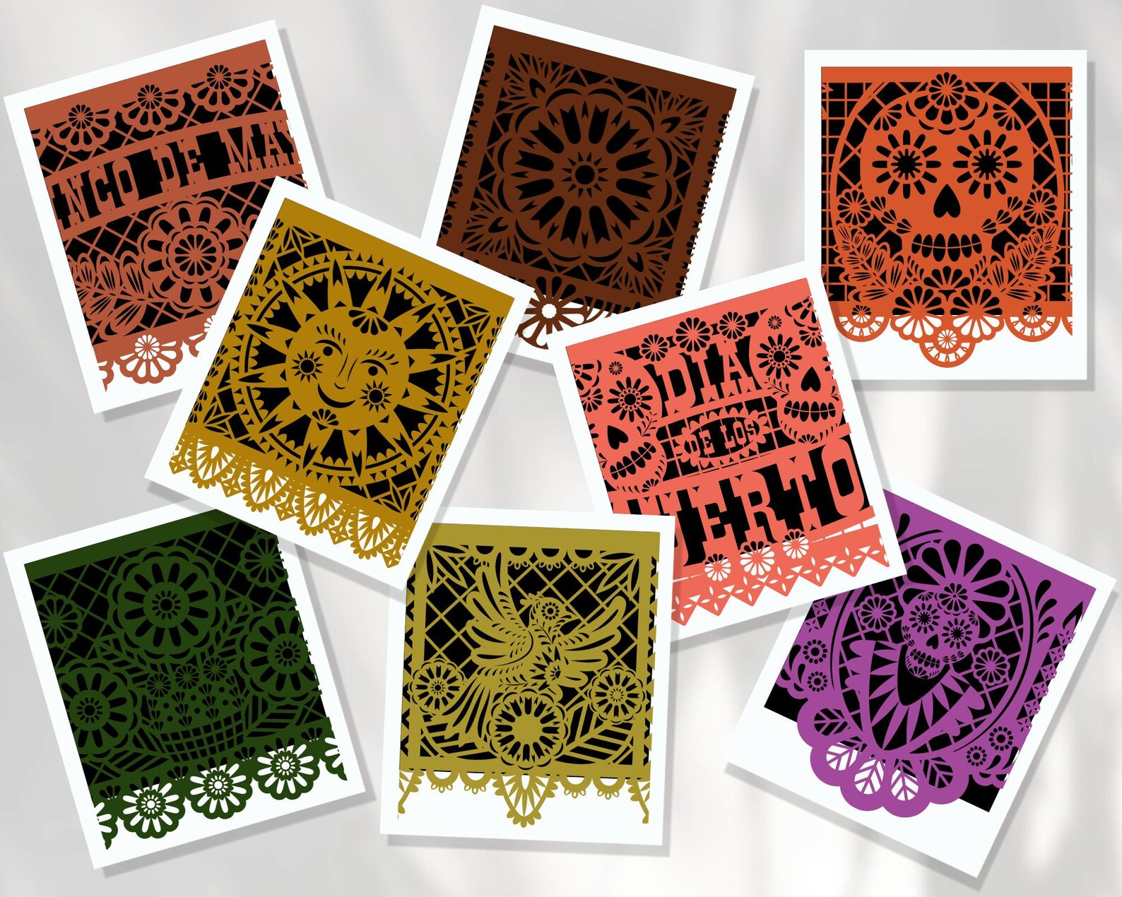 Papel Picado SVG Clipart Bundle: Mexican Fiesta Banner (digital ...