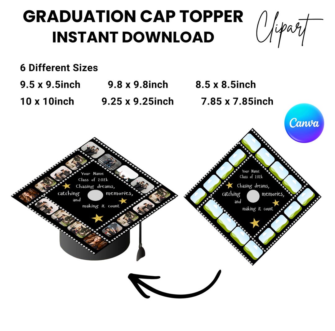 Custom Photo Graduation Cap Topper, DIY Canva Template (digital ...