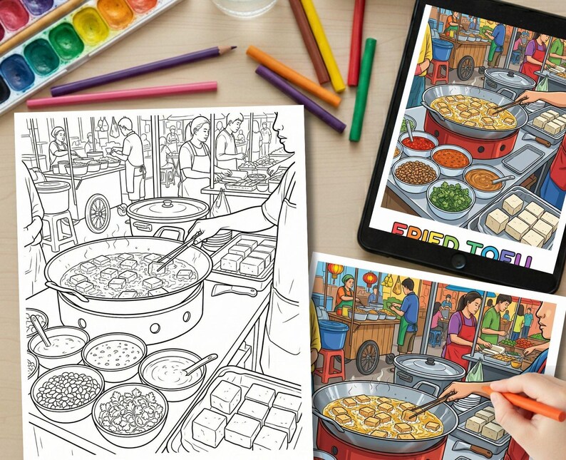 Thailand Street Food Coloring Book Set 5 | Relaxing Coloring for Kids ...