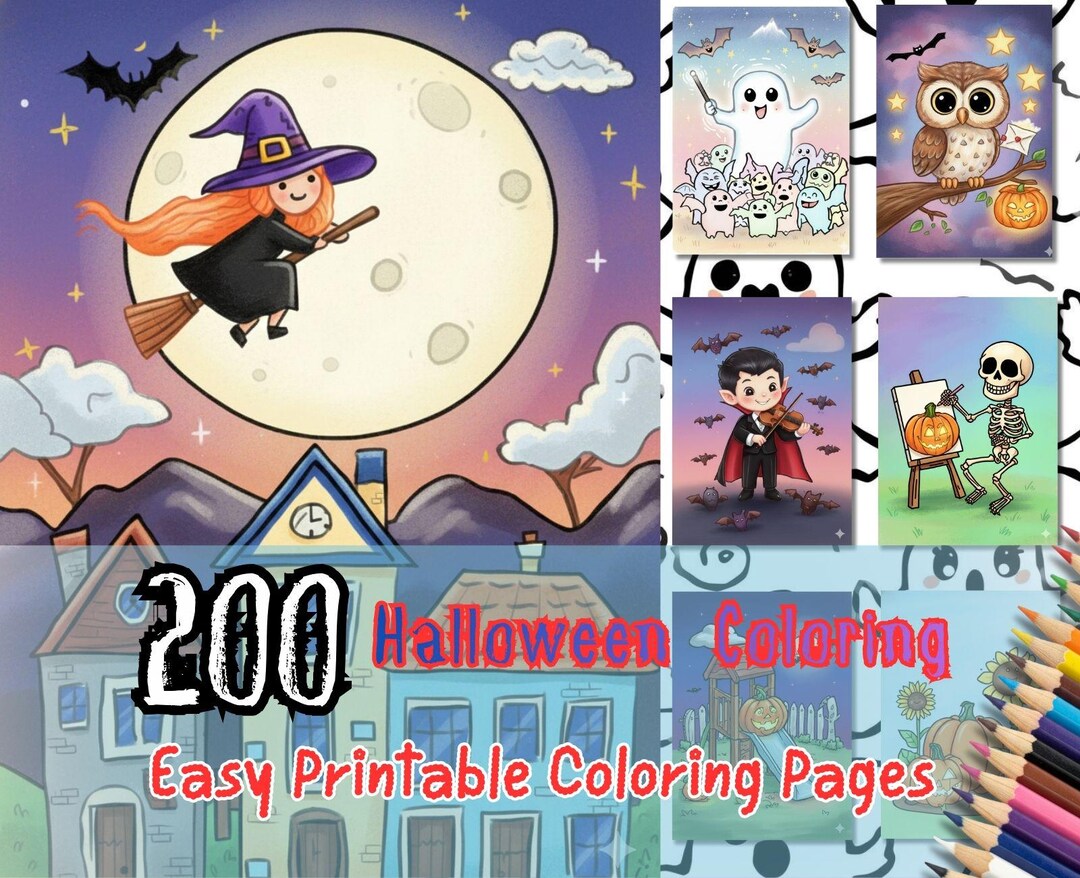 Halloween Coloring Pages Bundle | 200 Printable Halloween Coloring ...
