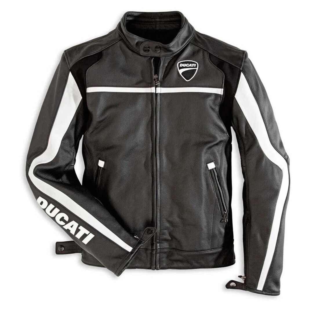 Ducati Motorbike Black White Racing Leather Jacket - Etsy