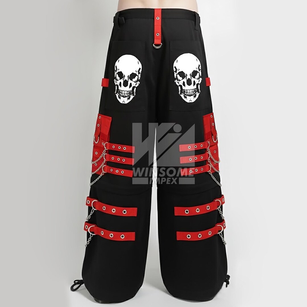 New Gothic Devil Skull Pant -black Red - Etsy