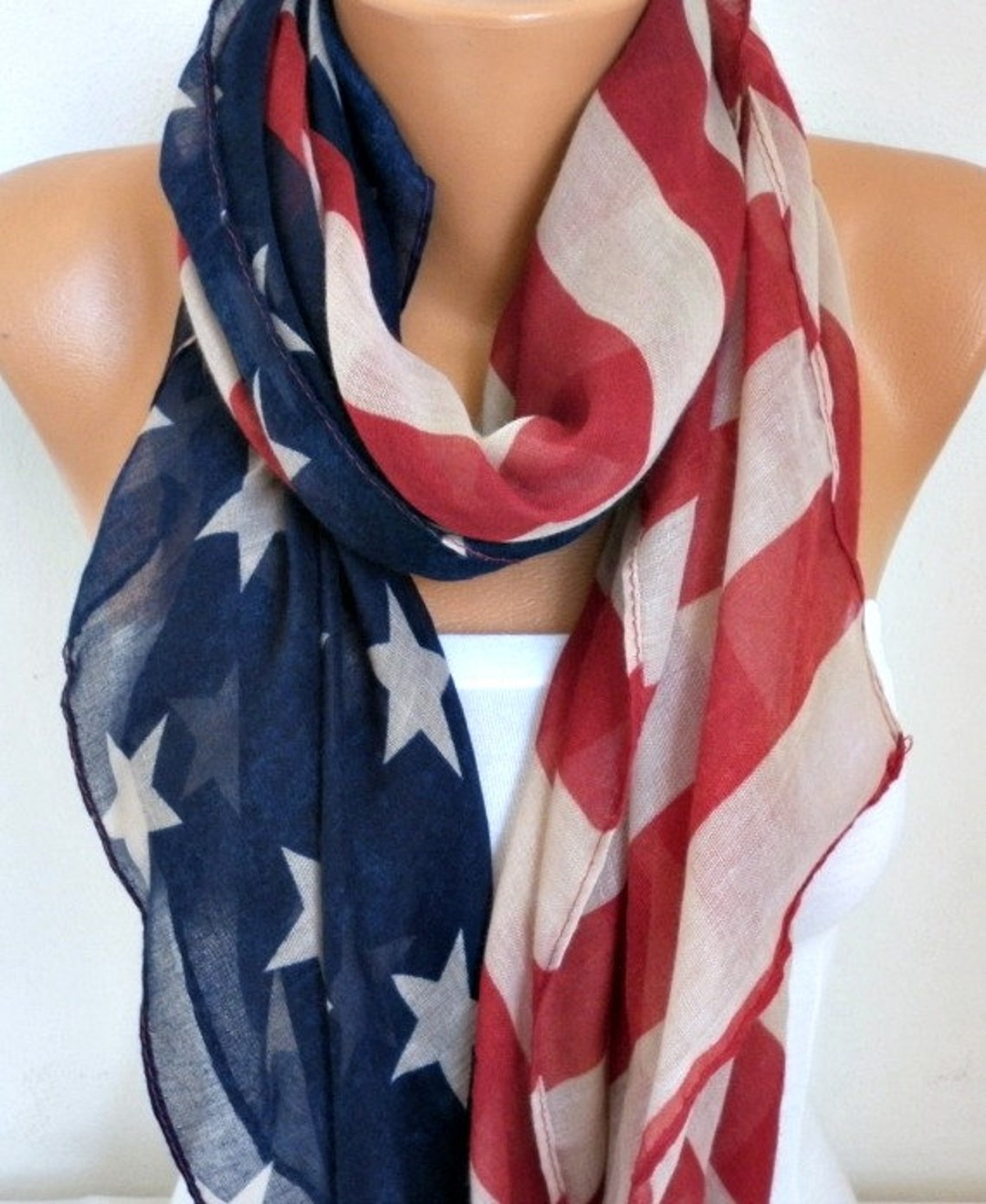 American Flag Scarf American Scarf Cotton Star Scarf Patriotic - Etsy