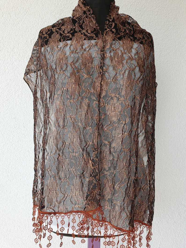 Copper Lace Scarf Shawl Chapel Veilmantillachurch Bridal | Etsy