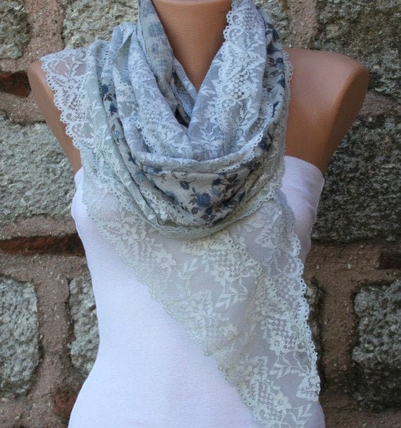 Floral Lace Scarf Wedding Shawl Cowl Bridal Accessories | Etsy