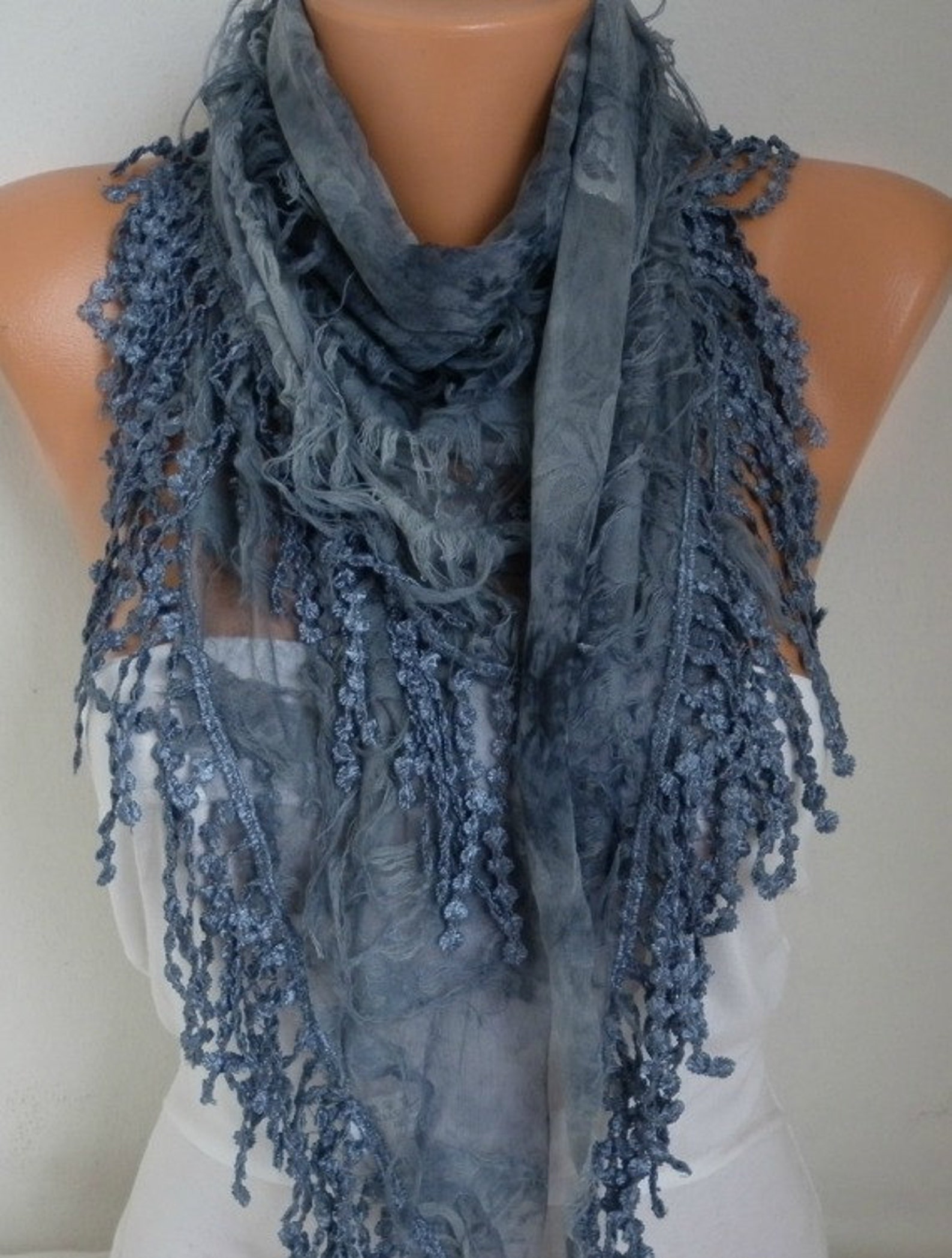 Gray Printed Scarf, Teacher Gift, Summer Shawl Scarf, Cowl Gift Ideas ...