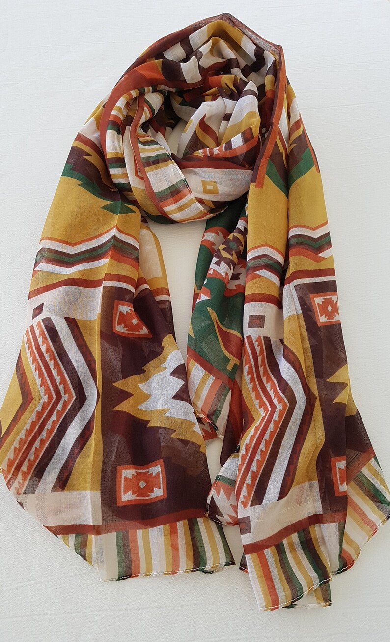 Southwestern Cotton Scarflightweight Shawl Aztec Scarf Tribal - Etsy