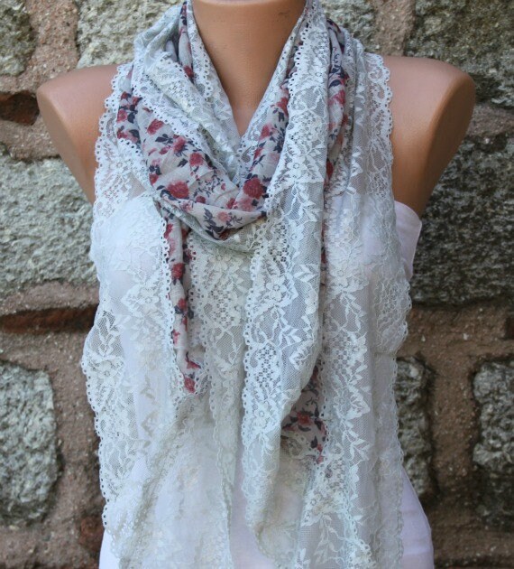Floral Lace Scarf Wedding Shawl Cowl Bridal Accessories | Etsy