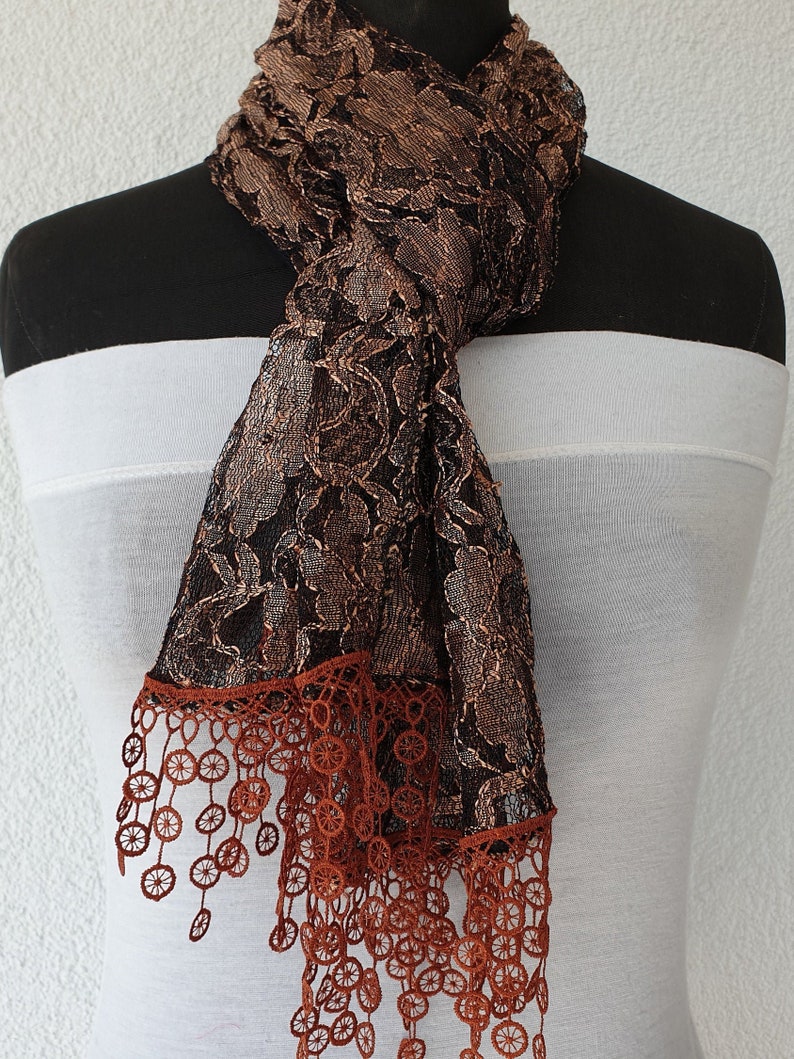 Copper Lace Scarf Shawl chapel veilMantillaChurch Bridal | Etsy