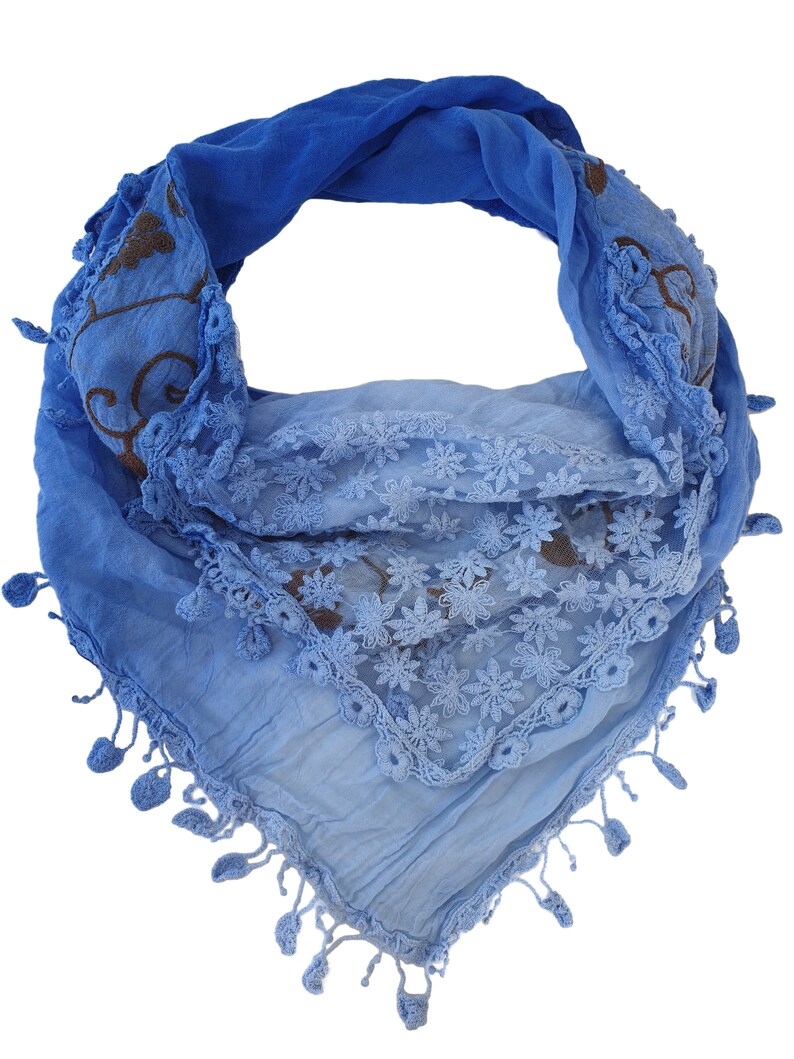 Blue Lace triangular ScarfWedding ShawlBridal ScarfBridal | Etsy
