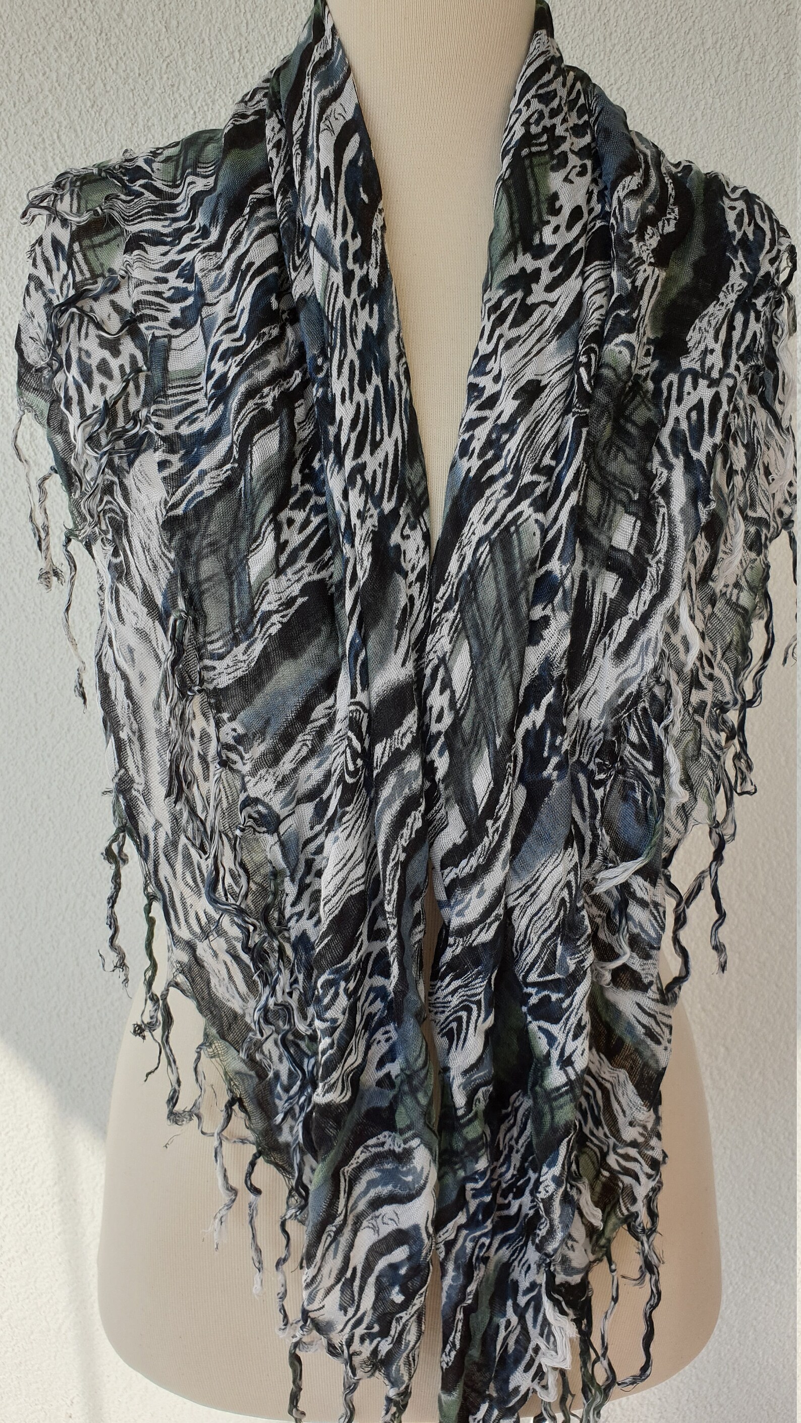 Gray Snow Leopard Scarf Square Fringe Bandana Women Bohemian - Etsy
