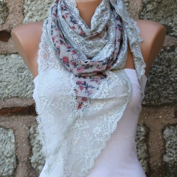 Floral Lace Scarf Wedding Shawl Cowl Bridal Accessories | Etsy