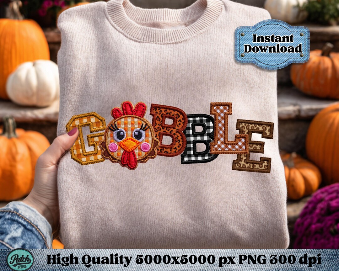 Gobble Turkey PNG, Leopard Print, Preppy Thanksgiving Clipart (digital ...
