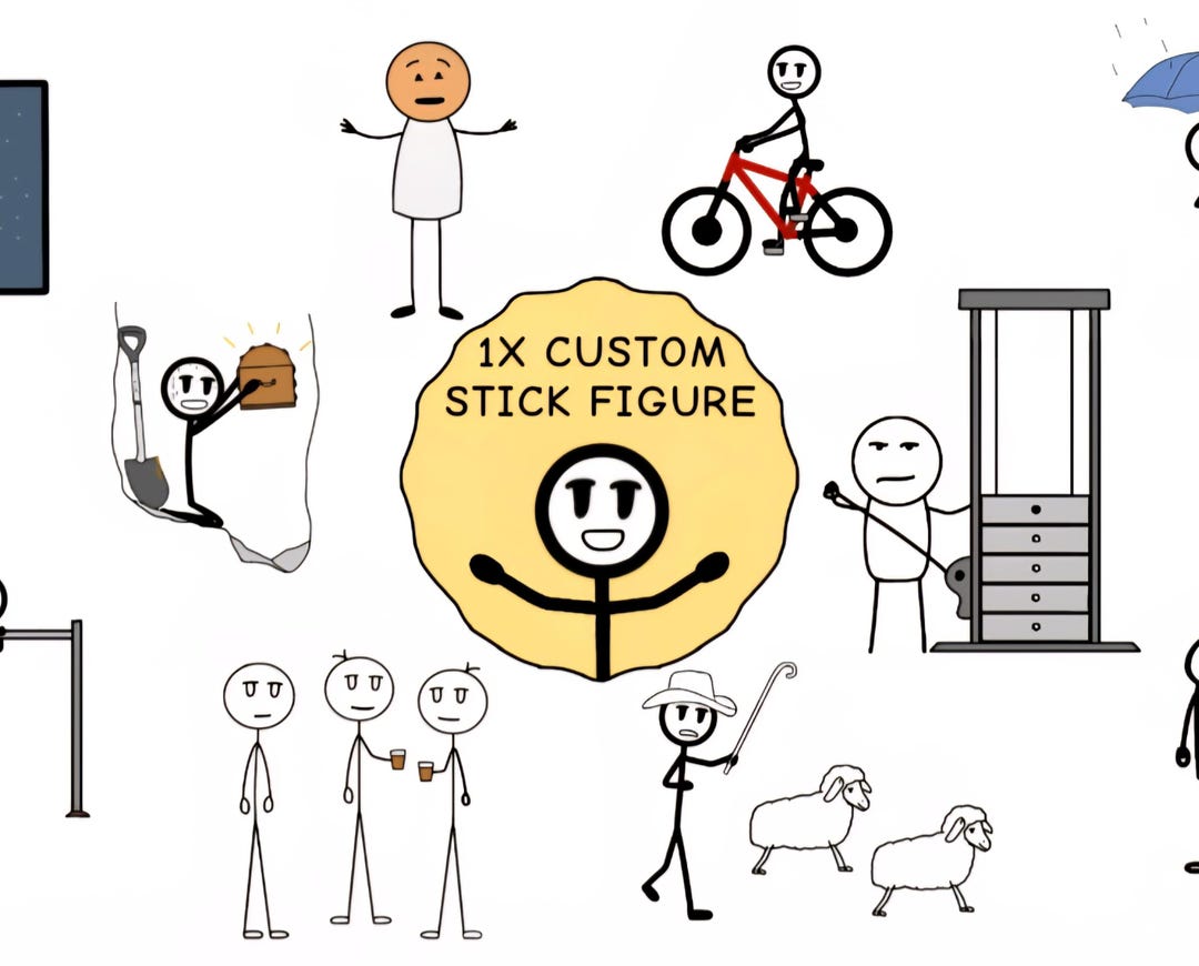 1 X Custom Made Stick Man, Stick Figure, Stick People, Stick Figures ...
