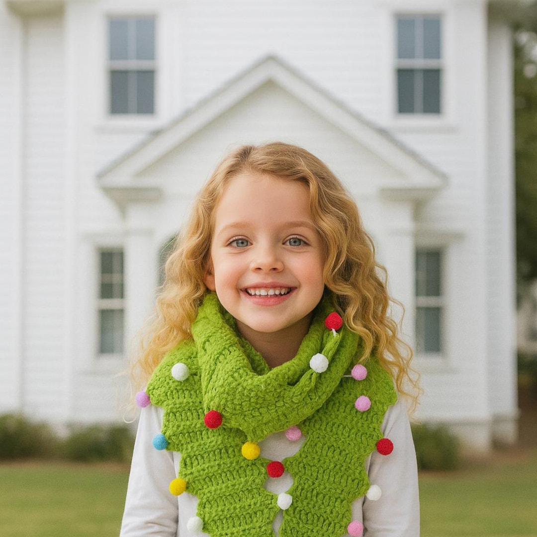 Christmas Tree Scarf Crochet Pattern – Festive Green Holiday Scarf With ...
