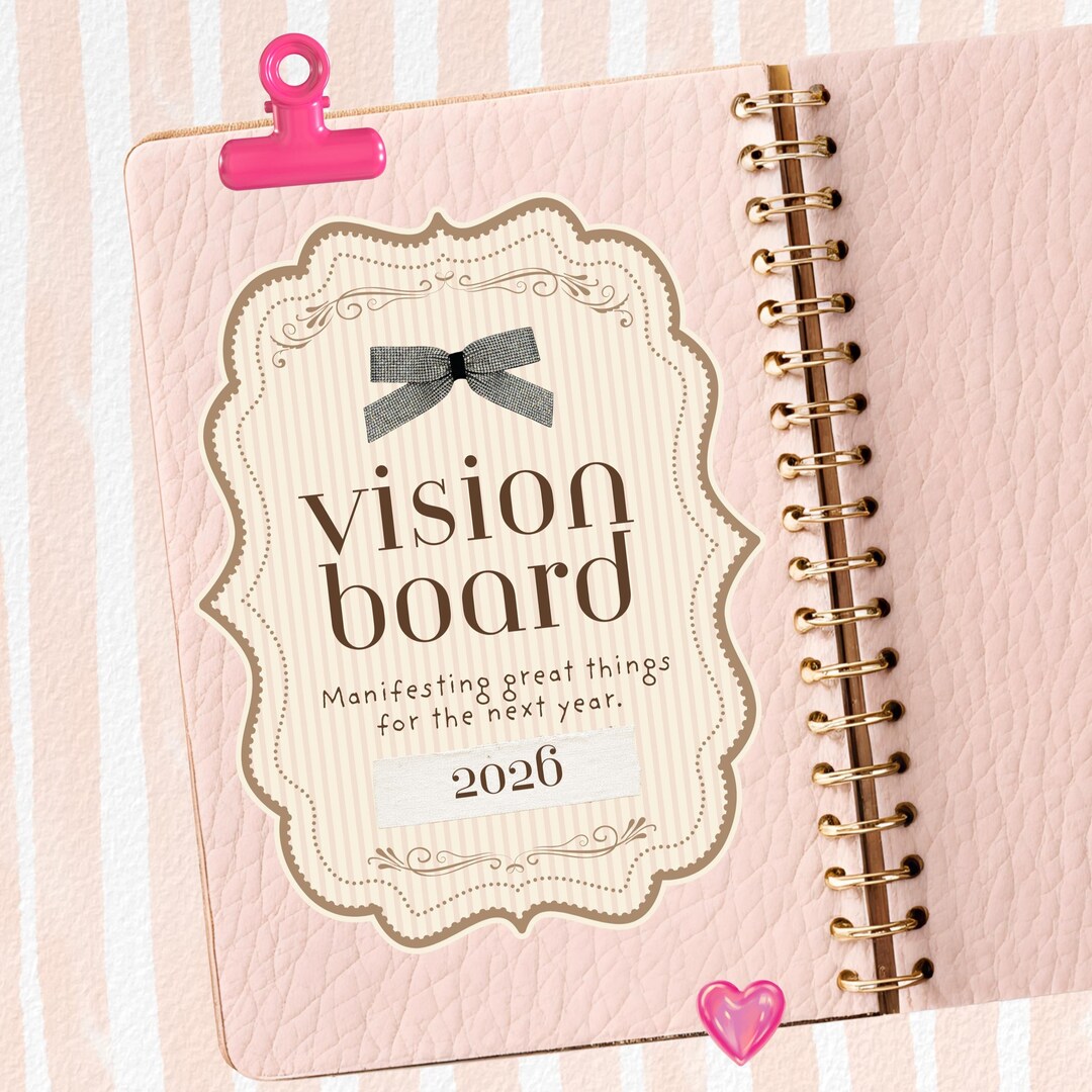 Aesthetic VISION BOARD 2026 Kit | Printable MANIFESTATION Planner | 5 ...