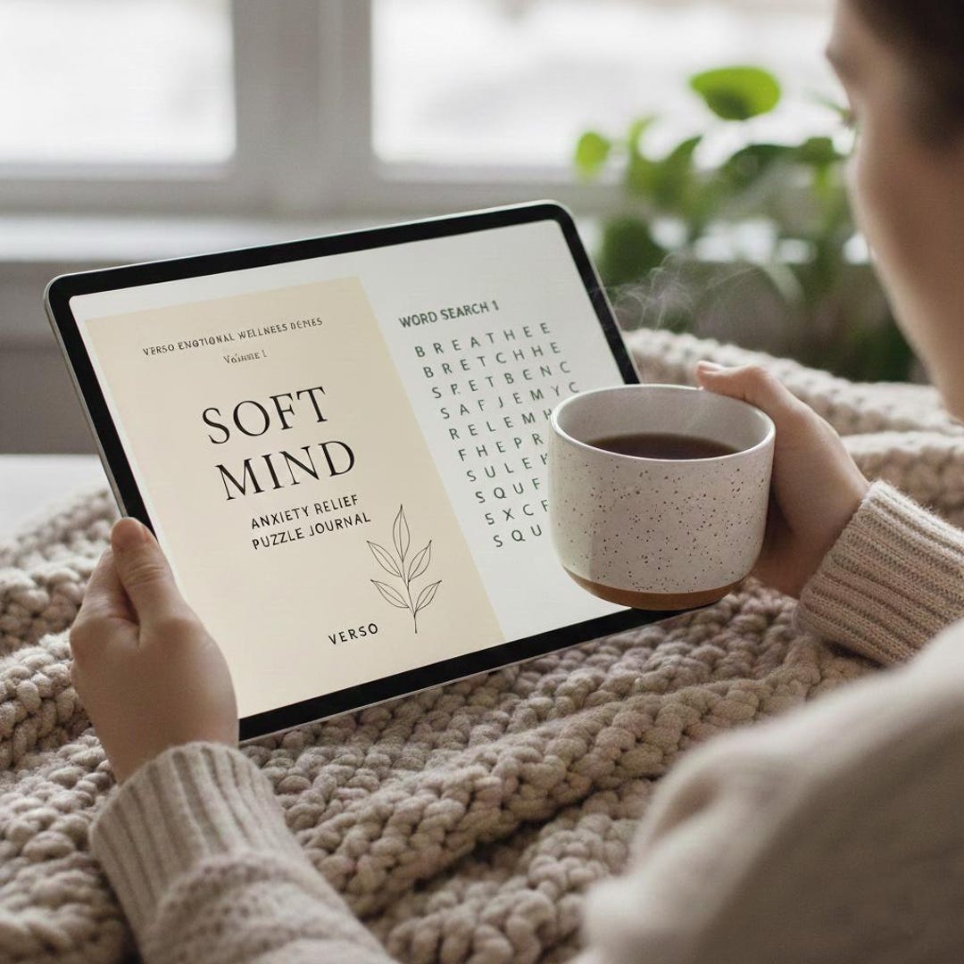 Printable Digital Soft Mind Anxiety Relief Self Care Puzzle Journal for ...