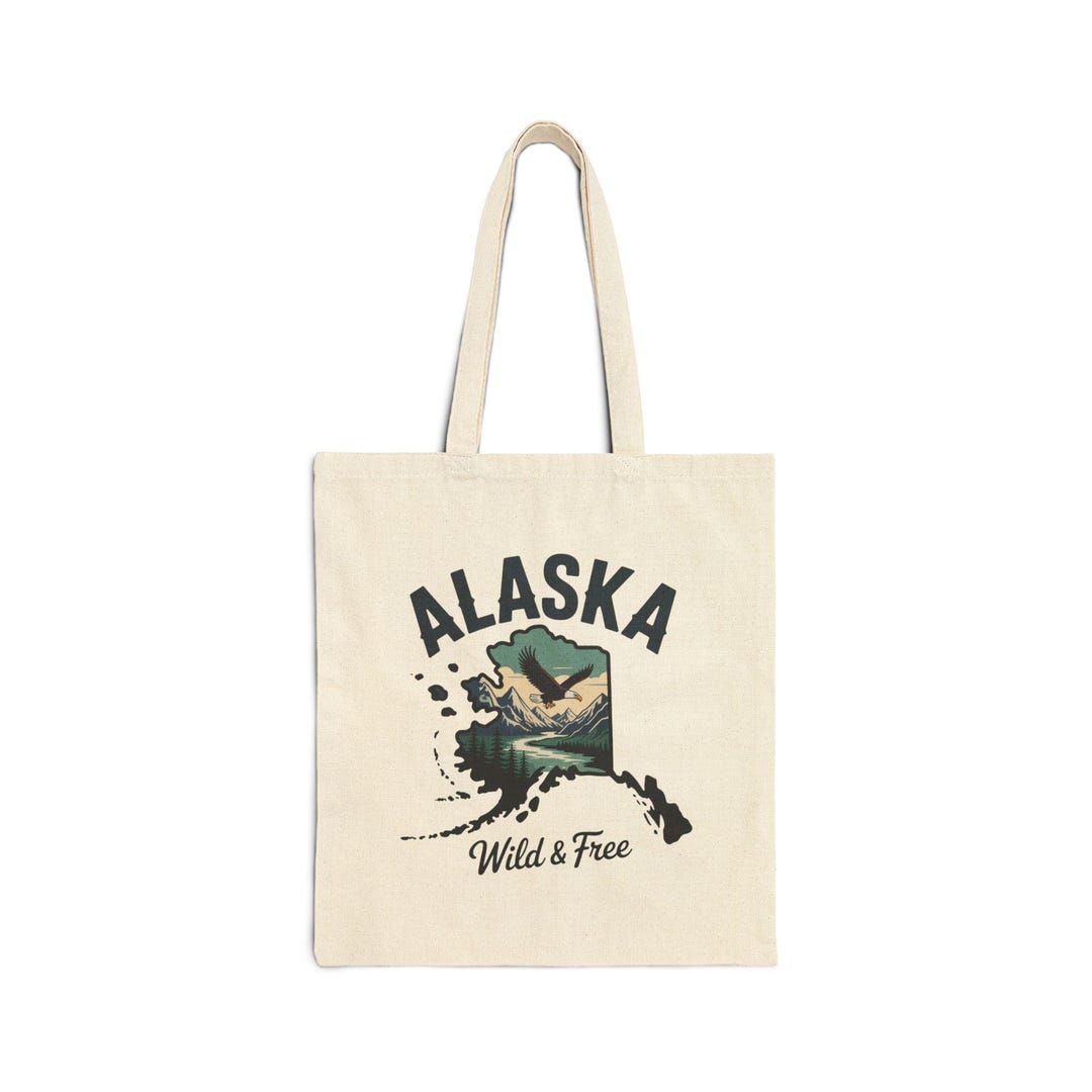 Alaska-themed Cotton Canvas Tote Bag, Eco-friendly Shopping Bag, Travel ...