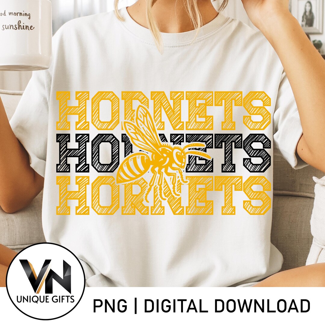 Hornets Mascot PNG, Yellow Black Varsity Font (digital Download) - Etsy