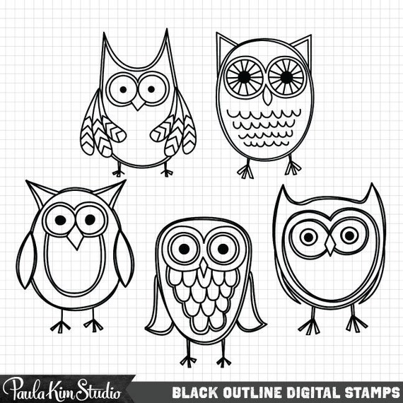 Cute Owl Clip Art Black And White